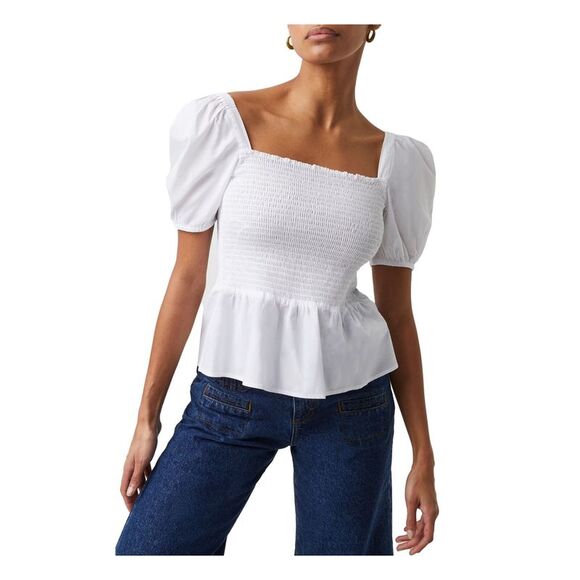 French Connection | Tops | French Connection Womens White Fitted Pouf ...